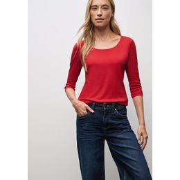 3/4-Arm-Shirt Street One "Style Pania", Damen, Gr. 36, racing rot, Jersey, Obermaterial: 50% Baumwolle, 50% Modal. Futter: 100% Baumwolle, unifarben, slim fit hüftlang, Rundhals, abgesteppt, Shirts, im Basic-Style, mit Rundhals