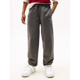 Jogginghose Tommy Hilfiger "MINI CORP SWEATPANTS", Jungen, Gr. 14 (164), N-Gr, washed schwarz, Sweatware, Obermaterial: 80% Baumwolle, 20% Polyester, unifarben, regular fit lang, Hosen, Kinder bis 16 Jahre
