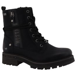 Winterboots Mustang Shoes "Darleen", Damen, Gr. 36, schwarz, Lederimitat, Basic, Schuhe, Schnürboots mit Profilsohle