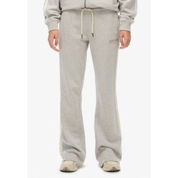Sweathose Superdry "ATHLETIC STRIPE FLARE JOGGER", Damen, Gr. L, N-Gr, glacier grau marl, Jersey, Obermaterial: 100% Baumwolle, meliert, slim fit, Hosen