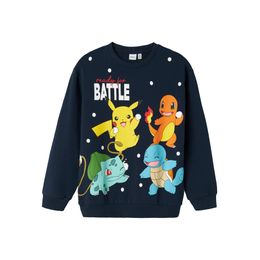 Sweatshirt name it "NKMSTAM POKEMON SWEAT BRU SKY", Jungen, Gr. 116, navy blazer, Sweatware, Obermaterial: 95% Baumwolle, 5% Elasthan, bedruckt, regular fit, Rundhals, Rippbündchen, Sweatshirts
