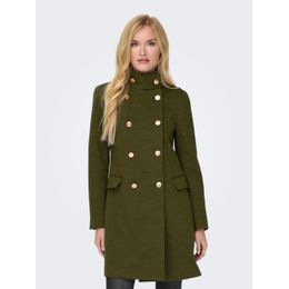 Kurzmantel Only "ONLMOLLY FITTED COAT CC OTW", Damen, Gr. L, grün (schwarz olive), Web, Obermaterial: 100% Polyester, unifarben, regular fit, Mäntel