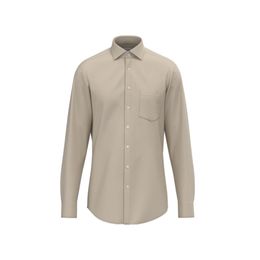 Flanellhemd Seidensticker "Schwarze Rose", Herren, Gr. normale Ärmellängen, beige, 100% Baumwolle, unifarben, regular fit, 2-Knopf-Manschette, Hemden, Regular 1/1 Kentkragen Uni