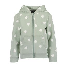Kapuzensweatjacke Blue Seven, Mädchen, Gr. 122, gletscher, Sweatware, Obermaterial: 80% Baumwolle, 20% Polyester, bedruckt, regular fit normal, Rippbündchen, Sweatjacken, im tollen Herzen-Alloverdruck