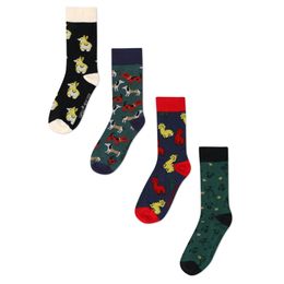 Socken Capelli New York, Damen, Gr. 36-40, bunt (multi), Obermaterial: 63% Baumwolle, 35% Polyamid, 2% Elasthan, Socken Socken, buntes 4er Pack mit verschiedenen Hundemotiven