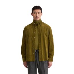 Marc O'Polo Langarmhemd MARC O'POLO "mit Button-Down-Kragen", Herren, Gr. L, Normalgrößen, grün mustard, Obermaterial: 100% Baumwolle, regular fit normal, Doppelmanschette, Hemden