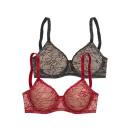 Petite Fleur BH Damen Gr&ouml;&szlig;e 90 rot / schwarz