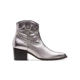 Clarks Leder-Stiefeletten "Elder Rae" in Silber - 76% | Gr&ouml;&szlig;e 40 | Stiefeletten