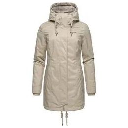 Winterjacke Ragwear "Tunned", Damen, Gr. XXXL(46), beige, Außenmaterial: 100% Polyester, Innenfutter: 100% Polyester, Wattierung: 100% Polyester, figurbetont Po-bedeckend, Ärmel ohne Ärmelschlitz Rippstrickbündchen, Jacken, stylischer Winterparka mit Teddyfell Innenfutter