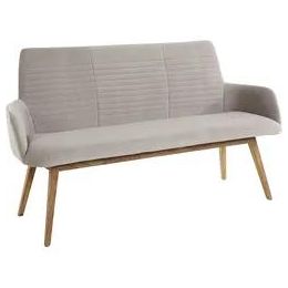 Sitzbank OTTO products "Alessja", grau (grau, eiche natur), B:160cm H:90cm T:60cm, Holzwerkstoff, Massivholz, Polyester, Sitzbänke, Essbank Sitzbank, Breite 160 cm, Bezug aus Microfaser, Gestell aus Eiche Massivholz