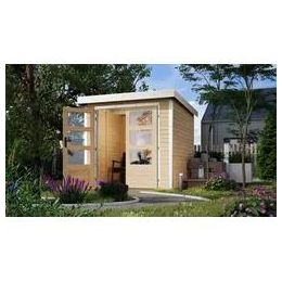 Gartenhaus Karibu ""Jupiter A"", beige (naturbelassen), ohne Fußboden, ohne Rück- und Seitenwand, ohne Dacheindeckung, Holz, Stahl, Gartenhäuser, naturbelassen/weiß