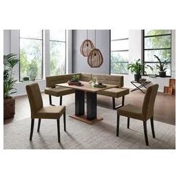 Eckbankgruppe MASSIVLINE & MORE "Martina", braun (spanplatte, massivholz, metall, mercury 105 braun, braun, schwarz), T:65cm, Holzwerkstoff, Massivholz, Polyester, Sitzmöbel-Sets, frei im Raum stellbar
