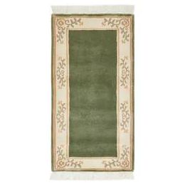 Wollteppich LUXOR living "Giza", grün, B:90cm H:12mm L:160cm, Obermaterial: 100% Wolle, Teppiche, reine Wolle, handgeknüpft, mit Bordüre und Fransen