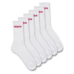 Socken Hugo UNDERWEAR "6P QS RIB LOGO CC", Herren, Gr. 43-46, weiß (weiß 100), Baumwollmischung, unifarben, elastisch, Socken, mit eingestricktem Hugo Logo