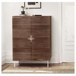 Highboard WOODMAN, braun (nuss), B:100cm H:140cm T:48cm, Sideboards, Kommode mit Holzfurnier aus Eiche, im Skandinavischen Design