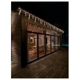Konstsmide LED-Lichtervorhang, Energieeffizienz: G (A-G), transparent, Dioden 96 Stk. Flammen 96 Stk., Kabellänge 10m x Gesamtlänge 17,75m, Lichterketten, LED Eiszapfen, 32 Zapfen, mit Multifunktion, 96 warm weiße Dioden
