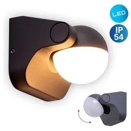 Näve LED Außen-Wandleuchte NÄVE "Pallas", grau (anthrazit), B:10,5cm H:8,9cm L:11,4cm, Leuchten, schwenkbar anthrazit warmweißes Licht incl. LED IP 54