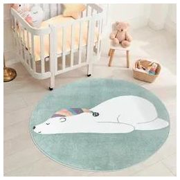 Kinderteppich Carpet City "ANIME921", grün, H:11mm Ø:160cm, Polypropylen (PP), Teppiche, Kinderzimmer Teppich Modern mit lustigen Cartoon-Figuren, Multi