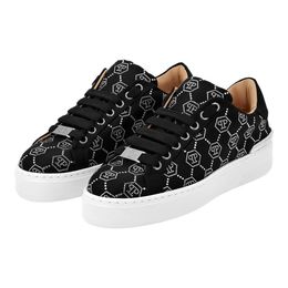Philipp Plein Low-Top Sneaker - Sneaker Monogram Mit Schmucksteinen - Gr. 38 (EU) - in Schwarz - f&uuml;r Damen