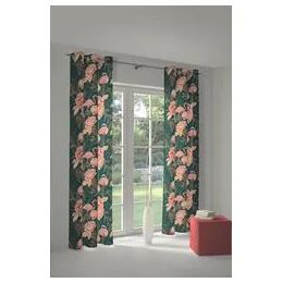 Vorhang ADAM "Eden" Gr. 4, bunt (dunkelgrün, rosa), B:145cm H:245cm, Jacquard, Baumwolle (Bio-Baumwolle), Gardinen, aus 100% Bio-Baumwolle