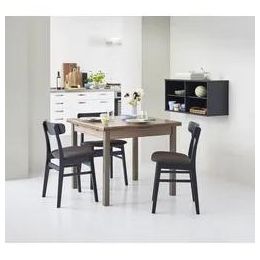 Esstisch HAMMEL FURNITURE "Basic Dinex, schnell innenliegende Einlegeplatten ausziehbar", braun (walnuss), B:90cm H:76cm T:90cm, Tischplatte: Furnier gebeizt und lackiert;Gestell: Massivholz, Tische, Furnier / Massivholz, in zwei Breiten, stabiler dänische Design Tisch