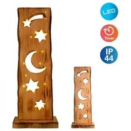 N&auml;ve N&Auml;VE LED Dekoobjekt "Light Moon/Stars", beige (natur), 1, H: 60cm, 1 Stk., Leuchten, F&uuml;r Aussenbereich geeignet, incl. Timer (6h an und 18h aus), aus Holz