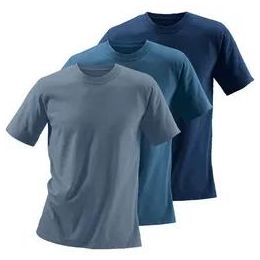 H.I.S. T-Shirt H.I.S, Herren, Gr. 7/XL, blau (dunkelblau, mittelblau, graublau), Jersey, Obermaterial: 100% Baumwolle, unifarben, Basic, bequem normal, Rundhals, abgesteppte Kante, Shirts, aus Baumwolle perfekt als Unterziehshirt