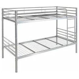 Etagenbett "Alex", silber (silberfarben), B:210cm H:143cm, ATLANTIC HOME COLLECTION, Etagenbetten, Etagenbett, inkl. Lattenrost, Absturzsicherung und Leiter aus Metall