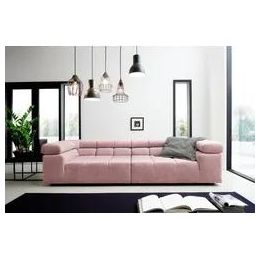 Big-Sofa Inosign "Ancona B/T/H: 290/110/70 cm", rosa (rosé), B:290cm H:70cm T:110cm, Sofas, auffällige Steppung, inkl. 2 Zierkissen und verstellbaren Kopfstützen