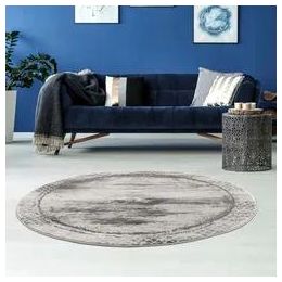 Teppich Carpet City "Noa 9332" Gr. 10, grau, H:11mm Ø:160cm, Kunstfaser, Teppiche, Kurzflor, Modern, Weicher For, Pflegeleicht