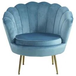 Loungesessel Salesfever "Clam - Design Loungesessel", blau, B:76cm H:78cm T:76cm, 100% Polyester, Sessel, Prachtvoll extravagantes Design im Muschel-Look