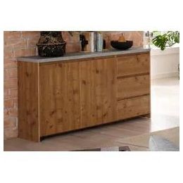 Sideboard Home Affaire "Maribo", beige (naturfarben), B:150cm H:80cm T:35cm, Sideboards, Kommode im modernen Landhaus-Stil, mit Betontopplatte, Breite 150 cm
