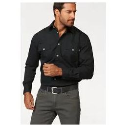 Langarmhemd Arizona, Herren, Gr. 51/52 (5XL), N-Gr, schwarz, Obermaterial: 100% Baumwolle, unifarben, regular fit, mit Knöpfen, Hemden, im Western-Stil, Topseller