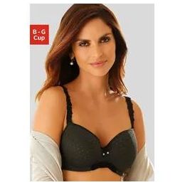 Schalen-BH Lascana, Damen, Gr. 85, Cup C, schwarz, Spitze, Obermaterial: 88% Polyamid, 10% Elasthan, 2% Polyester, BHs, mit Bügel, mit verzierten Trägern, Dessous