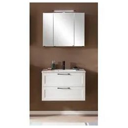 Badmöbel-Set Welltime "Lana", weiß (matt weiß), B:80cm H:200cm T:47cm, MDF, Kastenmöbel-Sets, Badezimmer-Set, 2-teilig, inkl. Waschbecken, 80 cm breit