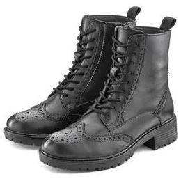 Schnürboots Lascana, Damen, Gr. 36, schwarz, Obermaterial: 100% Schafsleder. Futter: 75% Textilmaterial, 25% Schafsleder. Decksohle: 100% Synthetik. Laufsohle: 100% Synthetik, unifarben, Schuhe, Schnürstiefelette, Ankle Boots, Leder, Schnüren & Reißverschluss