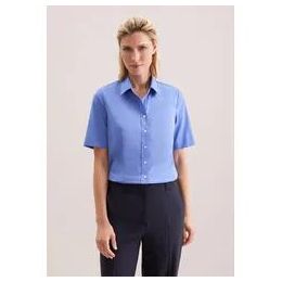 Hemdbluse Seidensticker, Damen, Gr. S(36), blau (mid blau), 100% Baumwolle, unifarben, regular fit, ohne Ausschnitt, ohne Bündchen, Blusen, 1/2 Kragen Uni