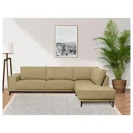 Ecksofa Places of Style "Casina", gold (brass), B:289cm H:85cm T:210cm, 90%Polyester, 10% Nylon, Sofas, mit abgerundeter Ottomane, in einem weichen Chenille-Stoff
