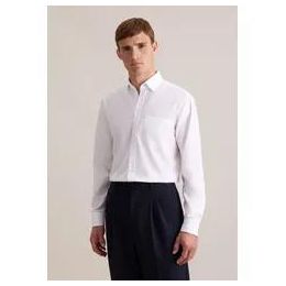 Businesshemd Seidensticker "Schwarze Rose", Herren, Gr. L42, normale Ärmellängen, weiß, 100% Baumwolle, unifarben, regular fit, 2-Knopf-Manschette, Hemden, Regular 1/1 Button-Down-Kragen Uni