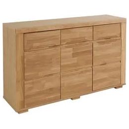 Sideboard Home Affaire "Denis", braun (eiche teilmassiv), B:140cm H:85cm T:40cm, Sideboards, Breite 140 cm