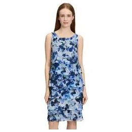 Cocktailkleid Vera Mont "Damen Cocktailkleid mit Volant", Damen, Gr. 38, Normalgrößen, blau (dunkelblau, blau), Chiffon, Obermaterial: 100% Polyester. Futter: 100% Polyester., figurumspielend kurz, U-Boot-Ausschnitt, Kleider, Volant