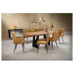 K+w Komfort & Wohnen Essgruppe K+W KOMFORT & WOHNEN "Giacomo I", braun (cinnamon,), H:87cm T:62cm, Sitzmöbel-Sets, 2 Stühle und 2 Armlehnenstühle, Polsterbankbreite 200cm oder 177cm