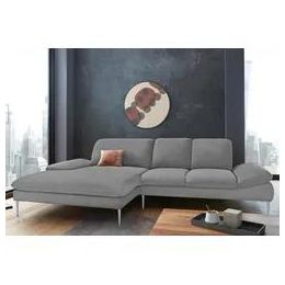 Ecksofa W.Schillig "enjoy&MORE, Designsofa, elegant und bequem, L-Form", grau (dolphin r66), B:310cm H:87cm T:185cm, Chenille-Flachgewebe R66 (85% Polyester, 15% Nylon);Longlife Xtra-Leder Z59: Glattleder mit modischer Prägung. Hautstärke 0, 9 - 1, 1 mm;Stoff S37 (100% Polyester), Sofas, mit Sitztiefenverstellung, Füße silber matt, Breite 310 cm