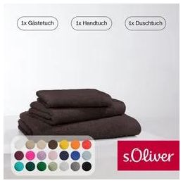 Handtuch Set s.Oliver "s.Oliver, Premium Qualität, 600 gr/m2", braun, 3 Stk., Walkfrottier, Obermaterial: 100% Baumwolle, Handtuch-Sets, 1 Gästetuch 30x50 cm, 1 Handtuch 50x100 cm, 1 Duschtuch 70x140 cm