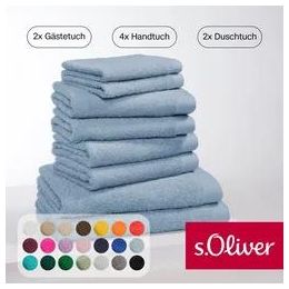 Handtuch Set s.Oliver "s.Oliver, Premium Qualität, 600 gr/m2", blau (hellblau), 8 Stk., Walkfrottier, Obermaterial: 100% Baumwolle, Handtuch-Sets, 2 Gästetücher 30x50, 4 Handtücher 50x100, 2 Duschtücher 70x140