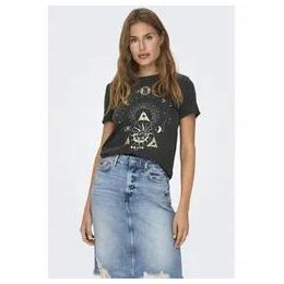 Rundhalsshirt Only "ONLLUCY REG S/S TOP JRS NOOS", Damen, Gr. XL, schwarz (schwarz print:zodiac), Single Jersey, Obermaterial: 100% Baumwolle, bedruckt, regular fit normal, Rundhals, Shirts, unterschiedlich bedruckt
