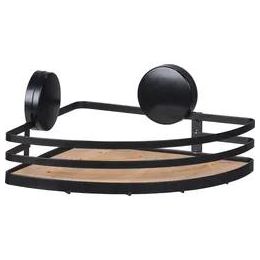 Badregal Wenko "Static-Loc Alba", schwarz (schwarz, natur), B:27,3 H:10,8 T:21, Bambus, Stahl, Regale, Eckablage, Befestigen ohne bohren