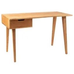 Schreibtisch Andas "Ringebu", beige (natur, natur, natur), B:120cm H:75cm T:55cm, Tische, aus Eichenholz, FSC zertifiziert, mit Schublade, Breite 120 cm