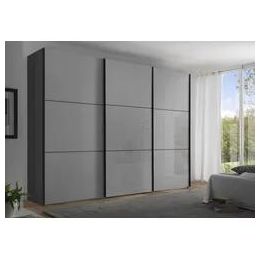 Schwebetürenschrank STAUD "Includo Glas, Made in Germany", grau (hellgrauglas), B:298cm H:222cm T:68cm, Holzwerkstoff, Schränke
