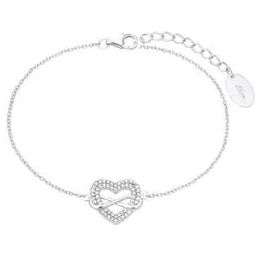 Armband s.Oliver "Herz/Infinity/Unendlichkeitsschleife, 2032821, 2032844", bunt (silberfarben, weiß, weiß), Armbänder, Damen, 20cm, Silber 925 (Sterlingsilber), mit Zirkonia (synth.)